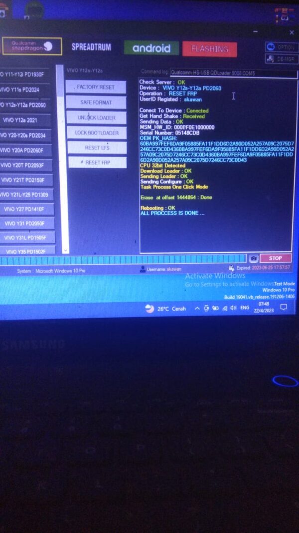Cara Hapus Pola & FRP Vivo Y12s Y12a PD2060 - Gstool.id